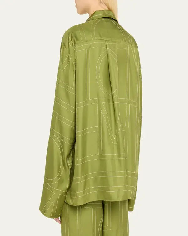 TOTEME Monogram Silk Pajama Top - Rustcopper