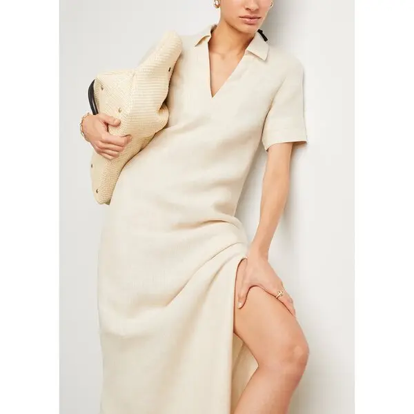 Banana Republic Cruz Linen Maxi Shirtdress - New Washed Stone | Editorialist
