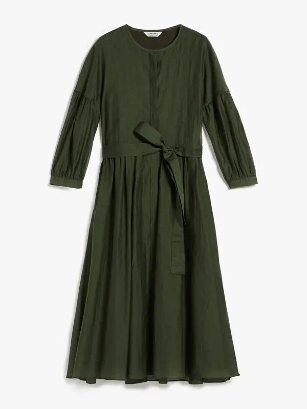 max mara cotton and silk voile dress Cotton and silk voile flared dress, midnightblue