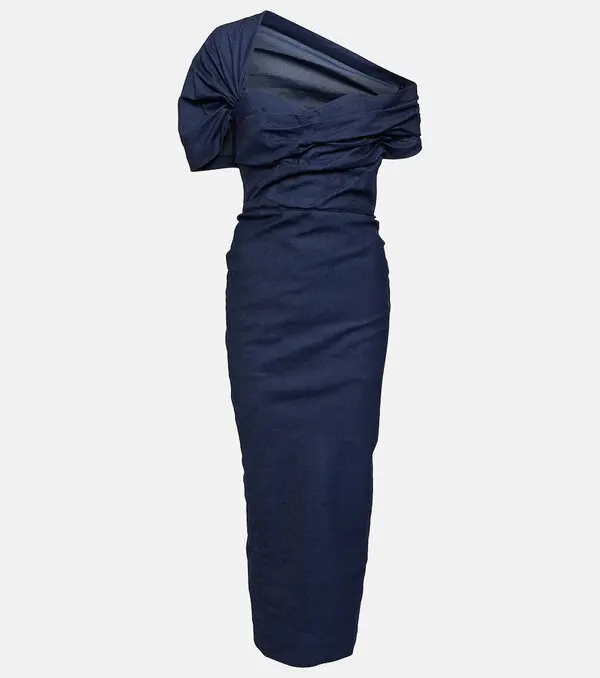 knee length dresses for ladies Hourglass Off Shoulder Ruched Midi Dress main image 0