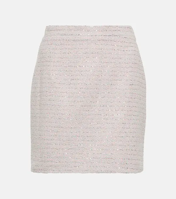 Alessandra Rich Embellished Tweed Miniskirt - Multicoloured