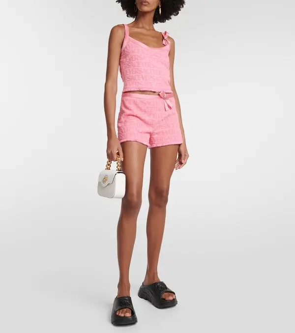 Versace X Dua Lipa Allover Cotton Terry Shorts