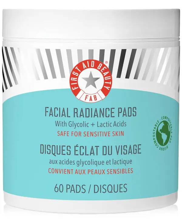 FIRST AID BEAUTY Facial Radiance Pads With Glycolic + Lactic Acids Â Exfoliating Pads With Aha - No Color