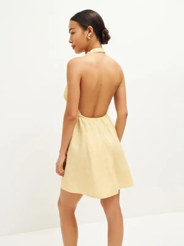 halter maxi dress open back Rinna Satin Halter Maxi Dress / Ivory | MESHKI