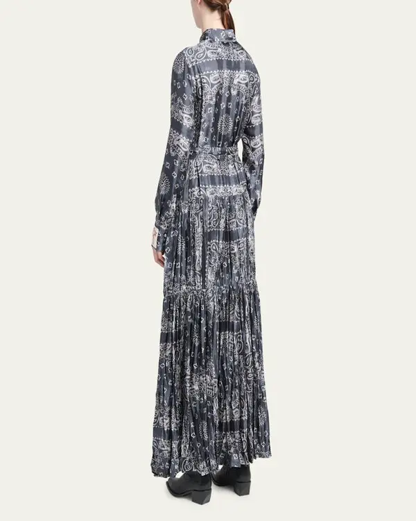 golden goose bandana dress Golden Goose Bandana Print Long Sleeve Maxi Shirtdress In Anthracite