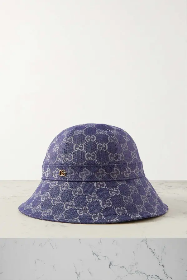 Gucci Canvas-Jacquard Bucket Hat - Blue | Editorialist display picture 2