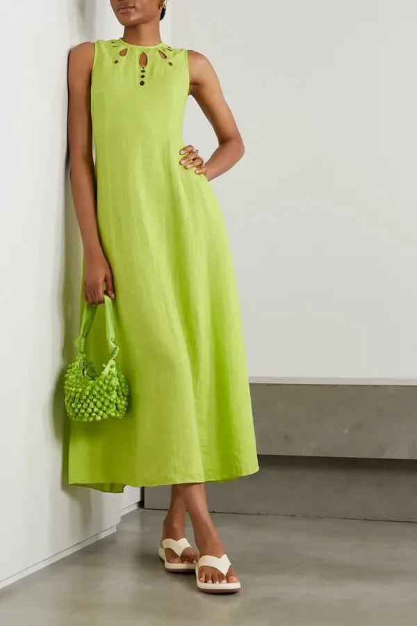 three graces london green dress THREE GRACES LONDON Green & White Size US 8 Midi Dress main image 0