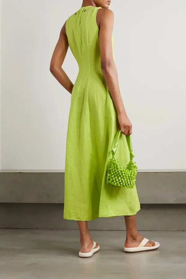 three graces london green dress Three Graces Lime Shirred One Shoulder Dress XS main image 0