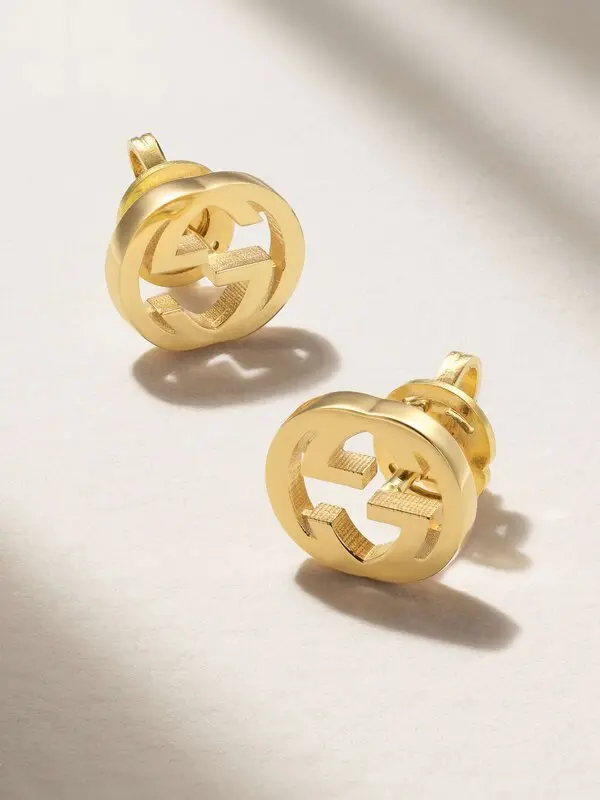 Gucci Interlocking G 18-karat Stud Earrings