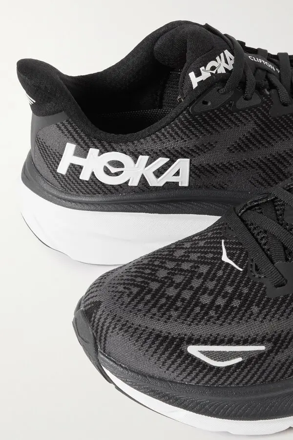 HOKA® Clifton 9 Mesh Sneakers - Black