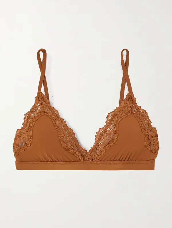 SKIMS Fits Everybody Lace Triangle Bralette - Brown