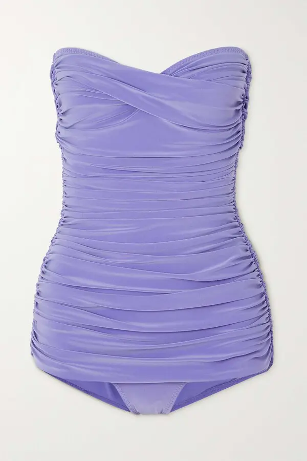 Norma Kamali Walter Mio Strapless Ruched Swimsuit