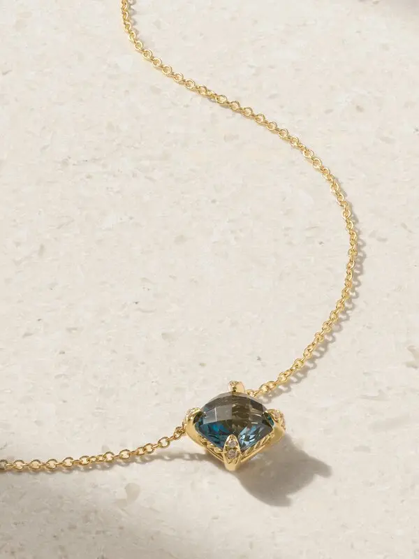 David Yurman Petite Châtelaine Topaz And Diamond Necklace - Gold