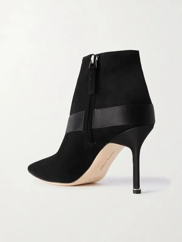 Manolo Blahnik Plinianu 90 Crystal-embellished Suede Ankle Boots