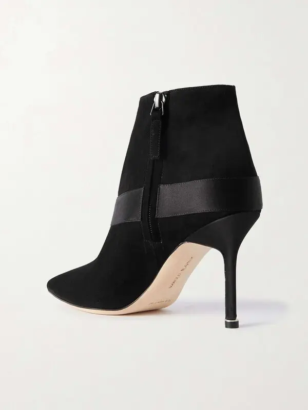 Manolo Blahnik Plinianu 90 Crystal-embellished Suede Ankle Boots