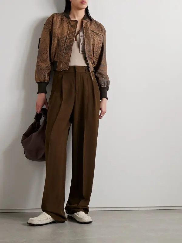 Acne Studios Distressed Leather Bomber Jacket