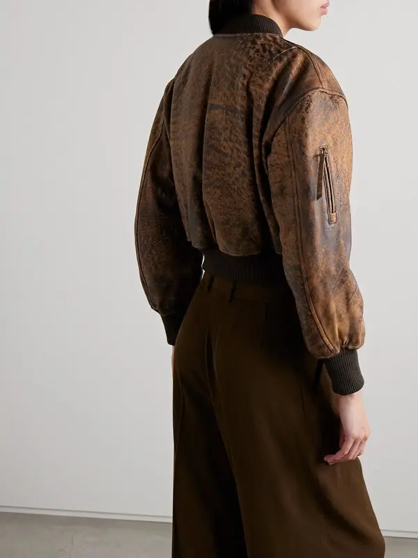 Acne Studios Distressed Leather Bomber Jacket