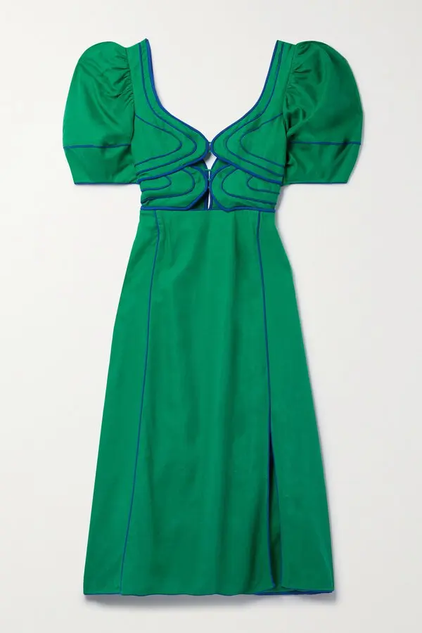 slim fit dress slacks Green Cut-Out Sleeveless Midi Dress – FARM Rio main image 0