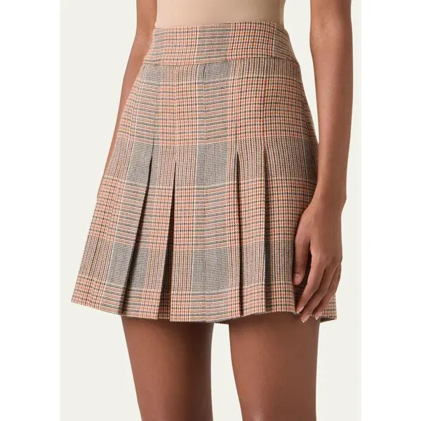 Akris Glen Check Pleated Mini Skirt
