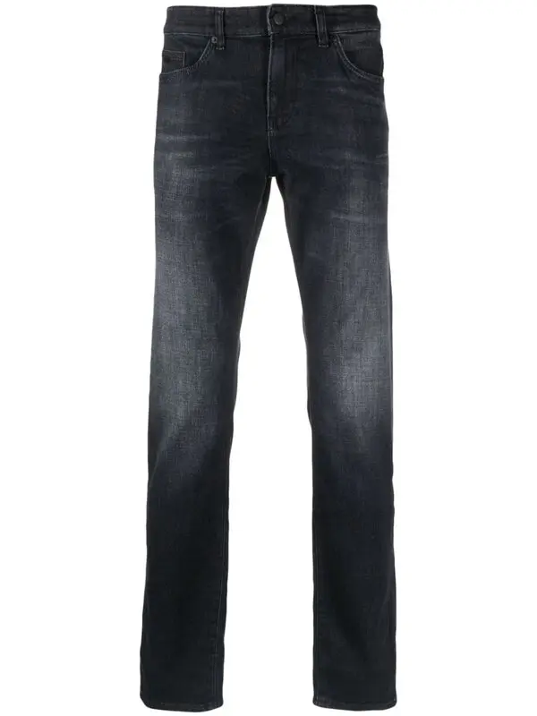 BOSS Mid-rise Straight-leg Jeans - Black