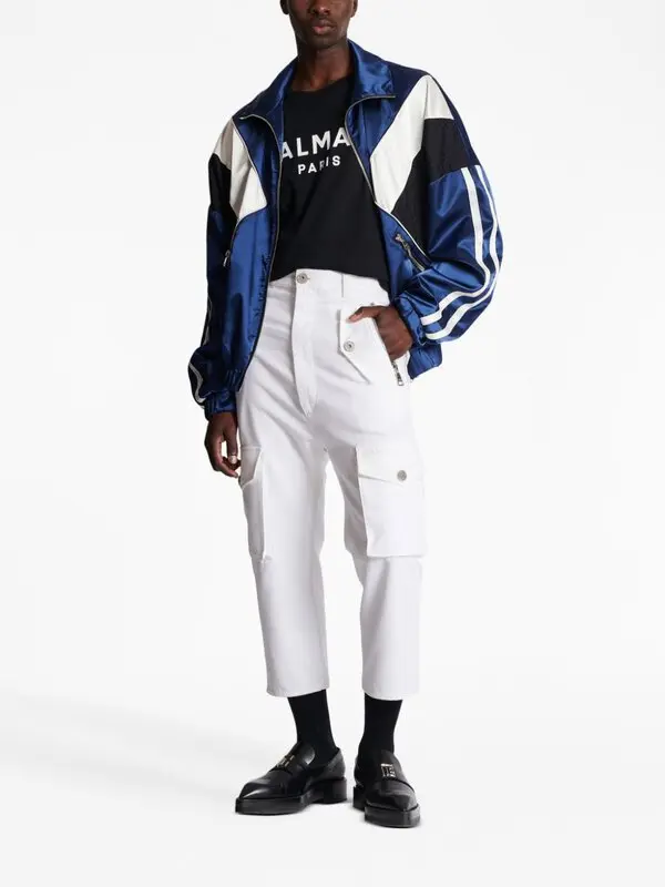 Balmain Logo-plaque Cargo-style Cropped Trousers - White