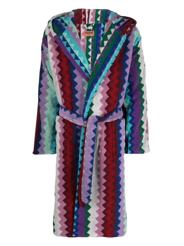Missoni Zigzag-pattern Terry-cloth Bathrobe - Purple