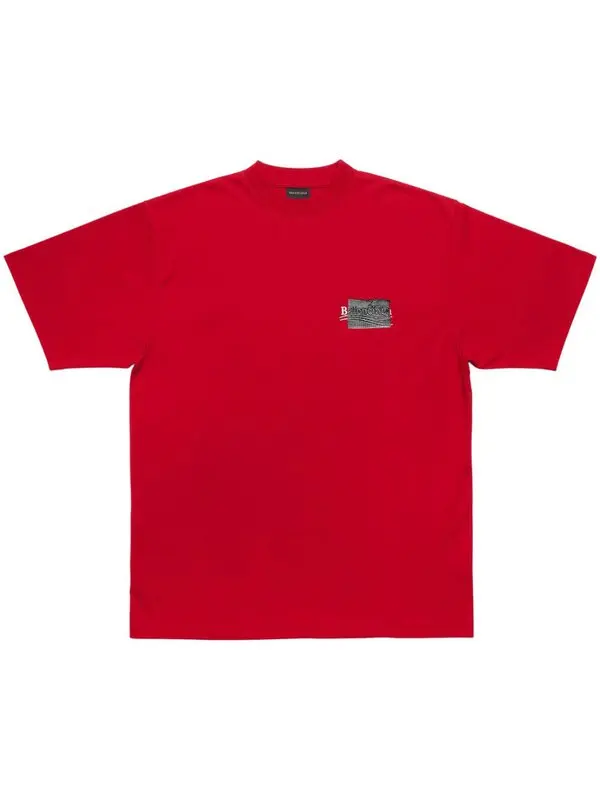 Balenciaga Logo-print Cotton T-shirt - Red