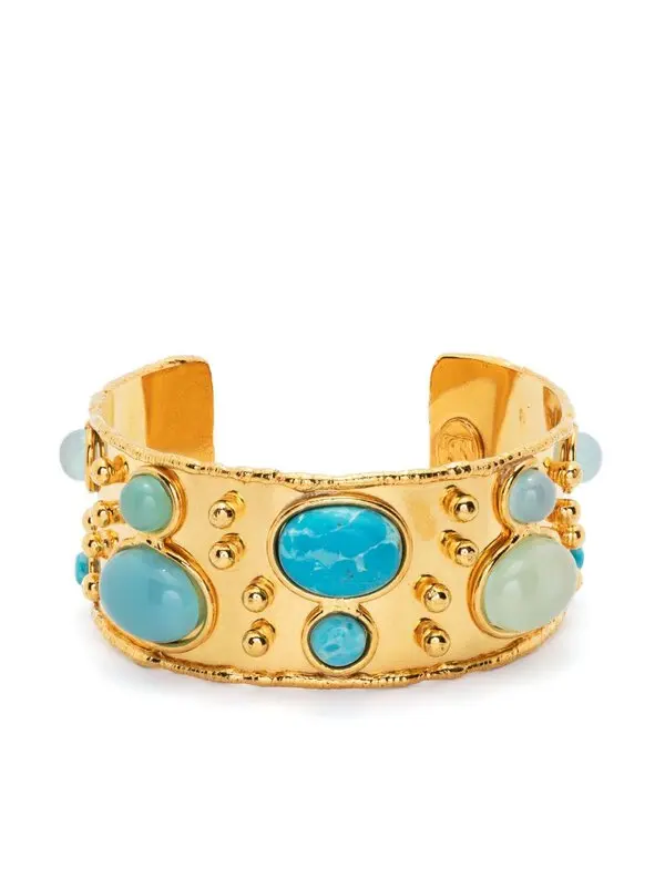Sylvia Toledano Byzantine Gemstone Cuff Bracelet - Gold
