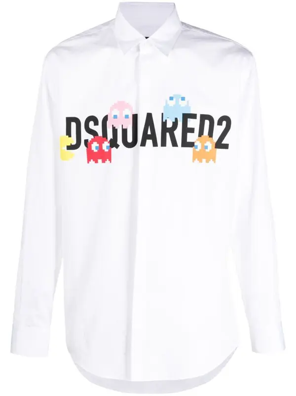 Dsquared2 Logo-print Long-sleeve Cotton Shirt