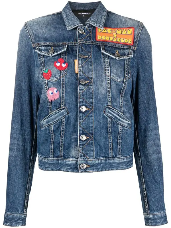 Dsquared2 Pac-man" Appliqué Denim Jacket - Blue
