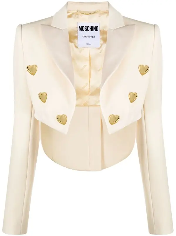 Moschino Heart-embellished Cropped Jacket - White