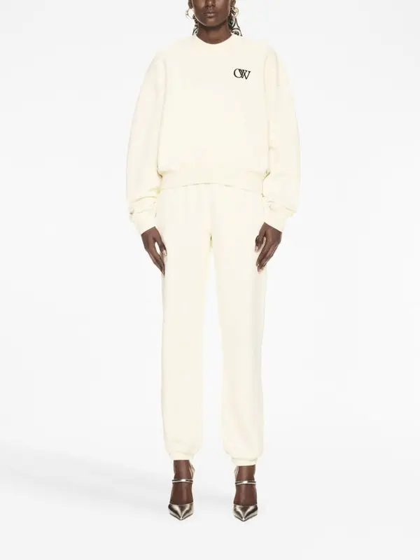Off-White Print Cotton Track Pants - White