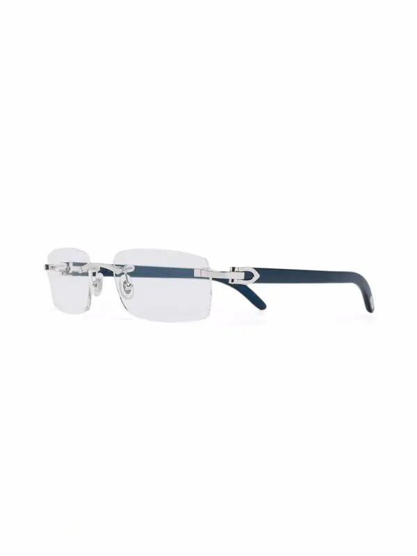 Cartier Rimless Square-frame Glasses - Blue