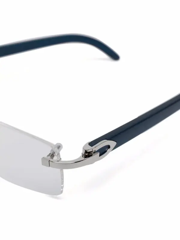 Cartier Rimless Square-frame Glasses - Blue