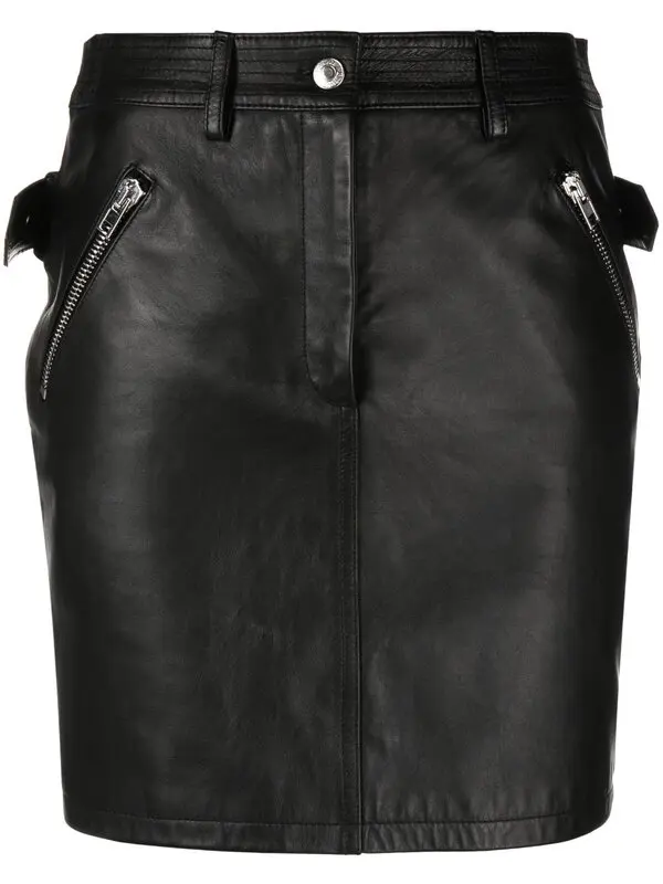 Moschino High-waisted Leather Pencil Skirt - Black