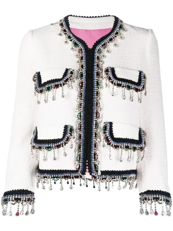 Dsquared2 Crystal-embellished Cropped Jacket - White