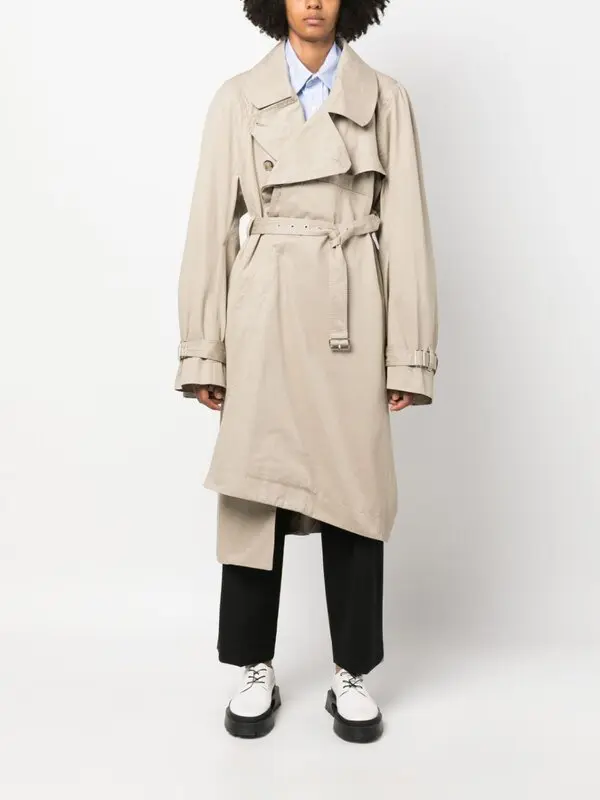 MARINA YEEマリナ・イー TRENCH COAT Marina Yee Belted-Waist Long Trench Coat In Neutrals - 50% Off