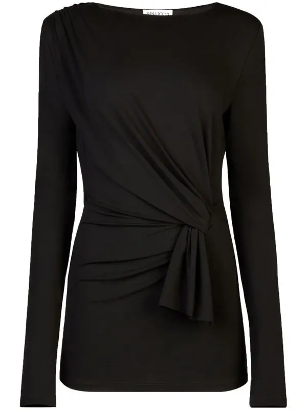 Nina Ricci Long-sleeve Draped Wrap Top