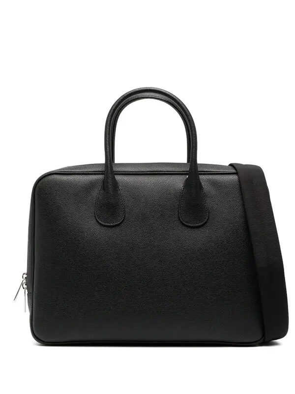 VALEXTRA Grained-texture Leather Laptop Bag - Black