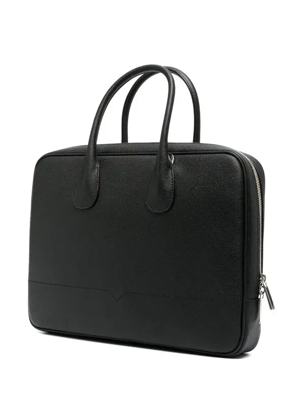 VALEXTRA Grained-texture Leather Laptop Bag - Black