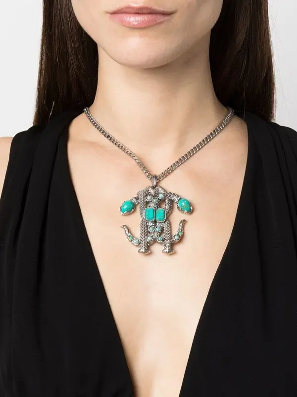Roberto Cavalli Mirror Snake Pendant Necklace