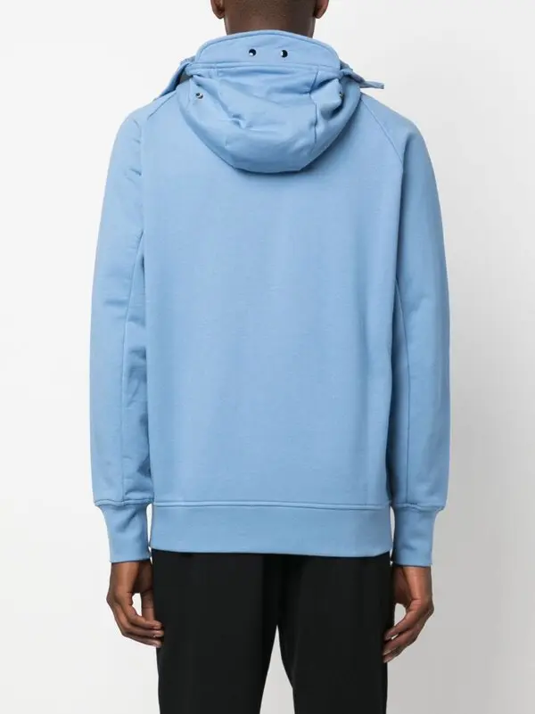 C.P. Company Goggle-Detail Hood Zipped Hoodie In Blue - 41% Off