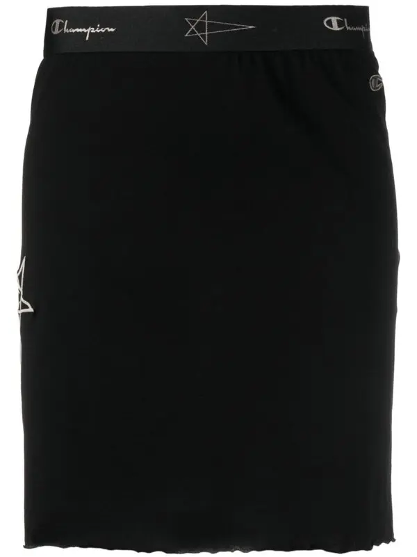 Rick Owens Logo-embroidered Straight Skirt - Black
