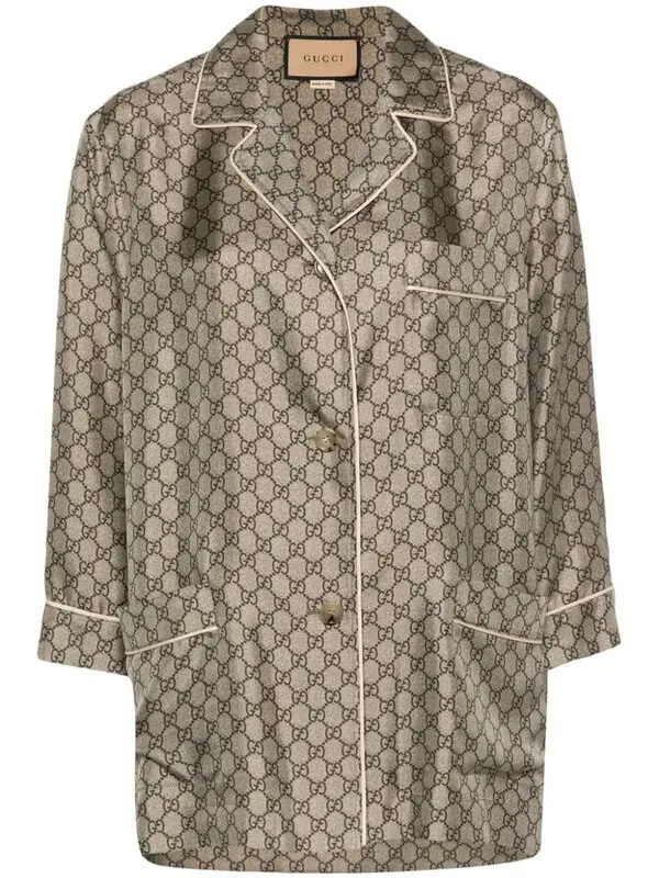 Gucci Gg Supreme Print Silk Shirt
