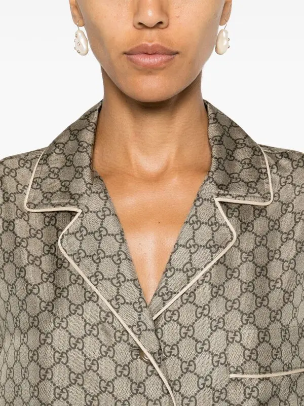 Gucci Gg Supreme Print Silk Shirt