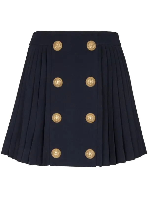 Balmain Button-detail Pleated Mini Skirt