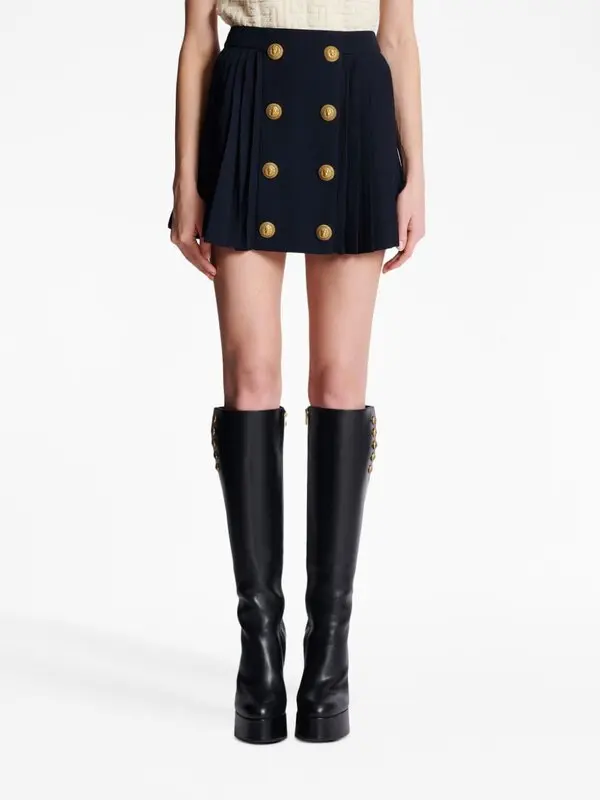 Balmain Button-detail Pleated Mini Skirt
