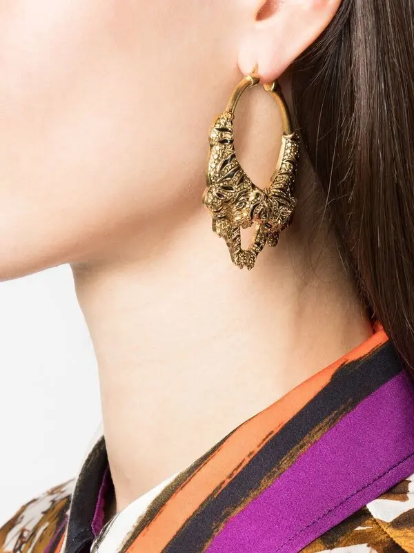 Roberto Cavalli Tiger Hoop Earrings - D0115