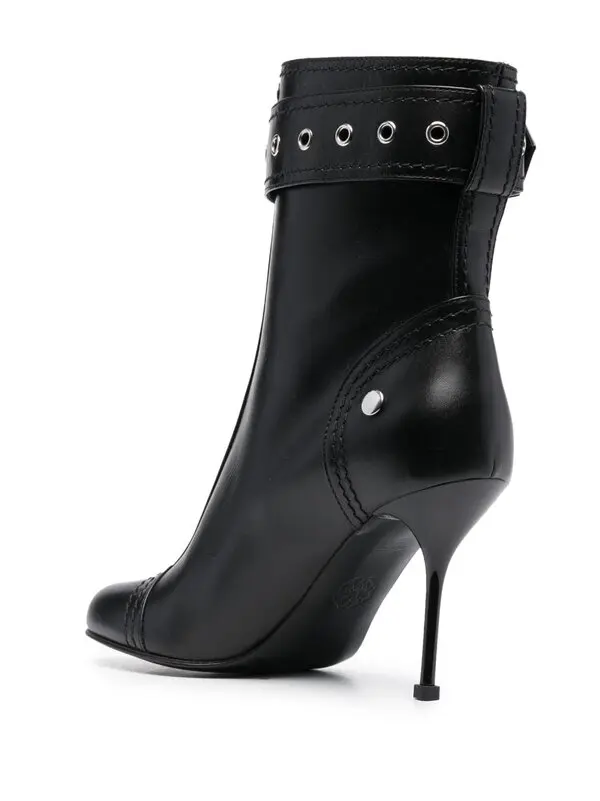 Alexander McQueen Buckle-detail 90mm Leather Boots - Black