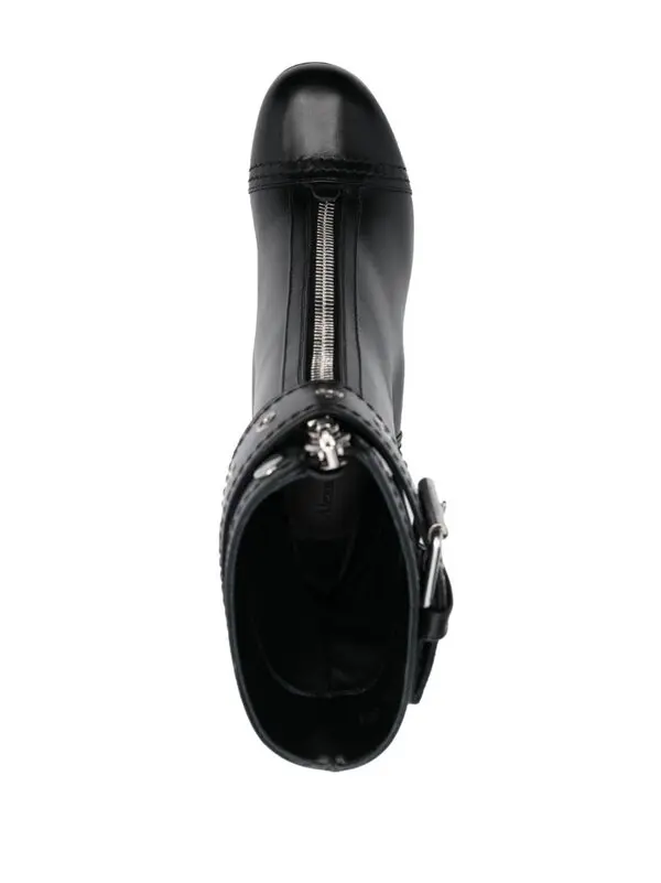 Alexander McQueen Buckle-detail 90mm Leather Boots - Black